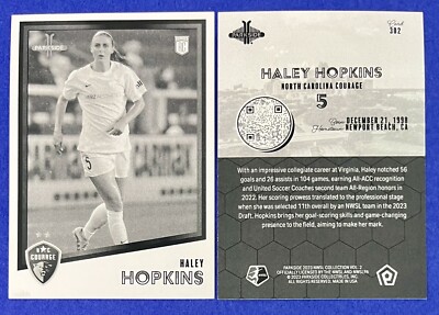 Haley Hopkins 2023 Parkside NWSL Volume 2 BLACK & WHITE PARALLEL Rookie ...