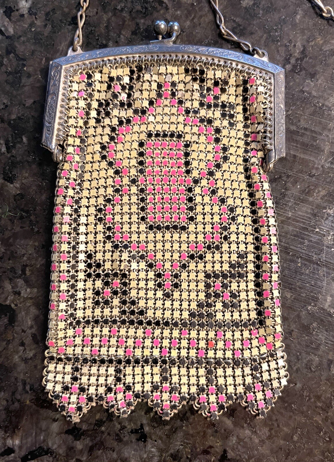 Antique Mesh Silver & Multi-colored Enamel Purse 1920's Whitting ...