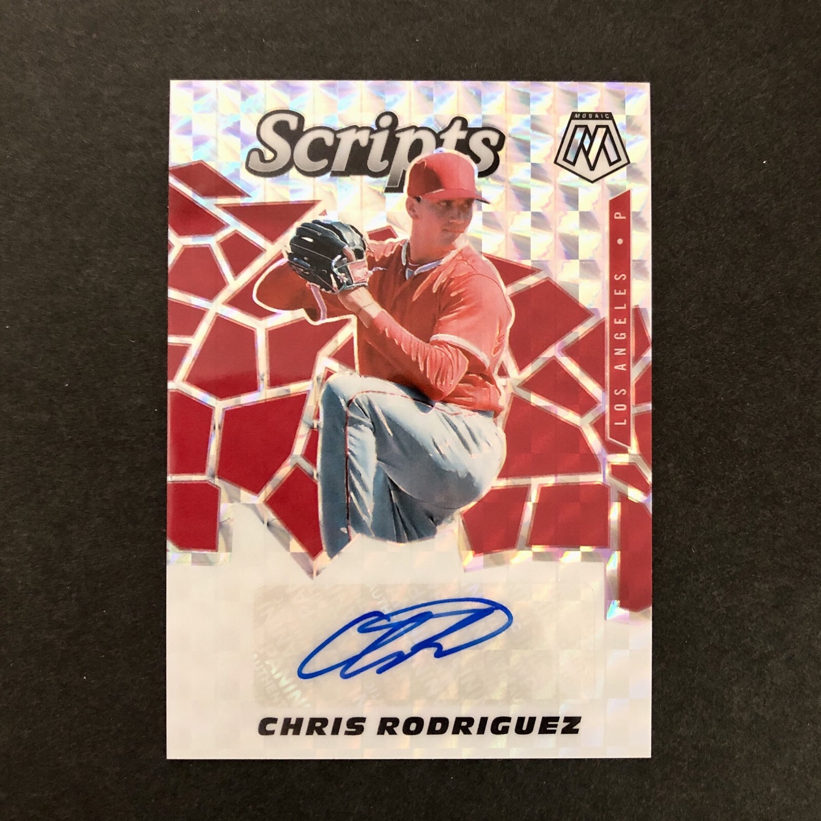 Chris Rodriguez 2021 Panini Mosaic Scripts Silver Prizm Auto LA Angels ...
