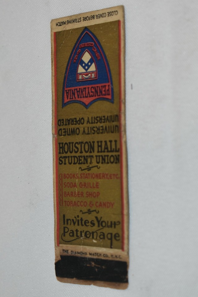 University of Pennsylvania Houston Hall 20 Strike Matchbook Cover | eBay