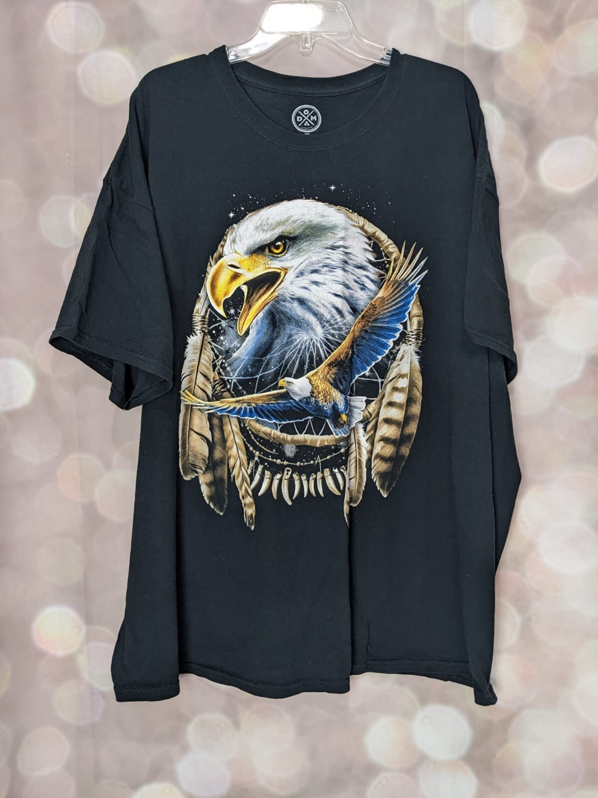 Dom Mens Black Bald Eagle Dream Catcher Crew Neck Sh… Gem