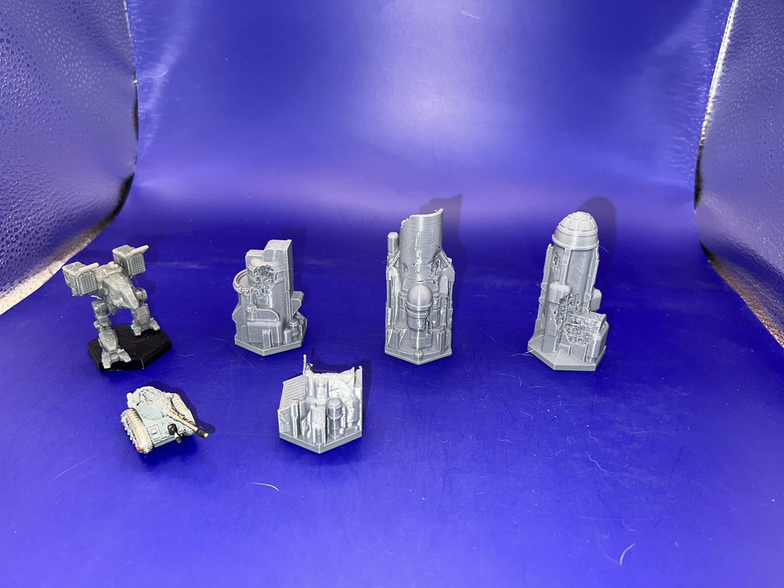 Hex-based Ruined Scatter Terrain Buildings x4 - Battletech (6mm scale ...