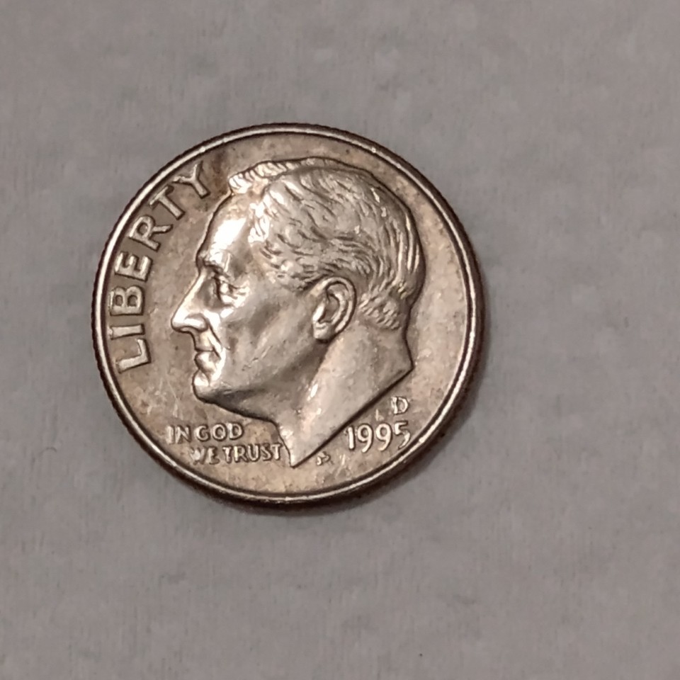 1995 d Roosevelt dime circulated coin nice with errors on obv and bands ...