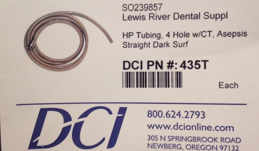 Dental Handpiece Tubing, Dci Four Hole Tubing 7', Pn# 435T, Dark Surf ...