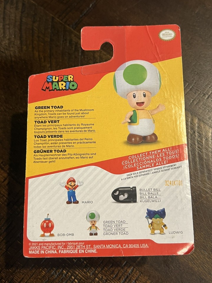 World of Nintendo 2.5 inch Super Mario Green Toad Mini Figure JAKKS NEW ...
