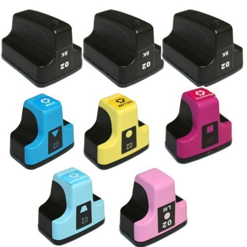 8P Ink Cartridges Comp For HP02 #02 PhotoSmart C7180 C7280 D7460 D7160 ...