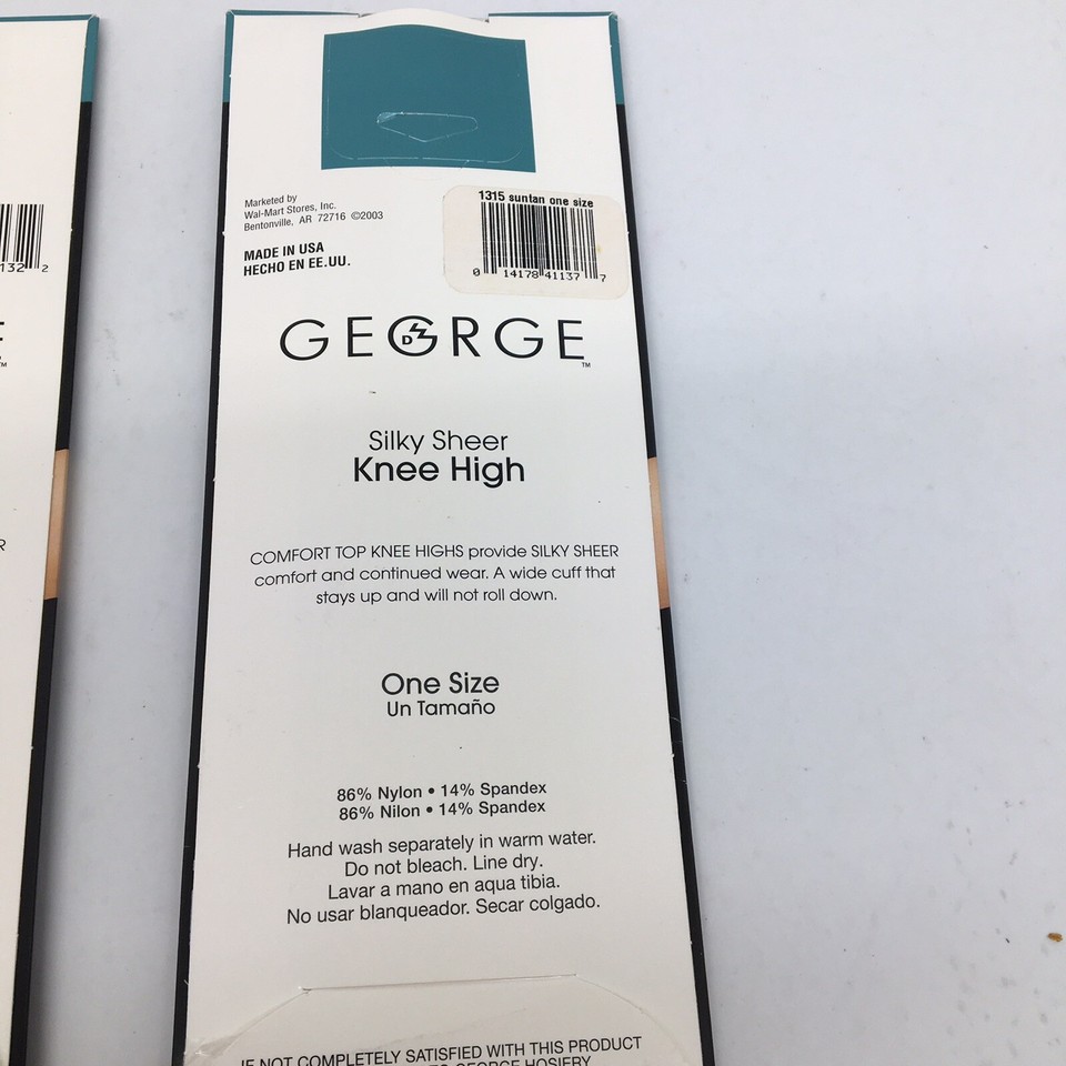 2 George Silky Sheer Comfort Top Knee Highs Sandalfoot - Navy & Suntan ...