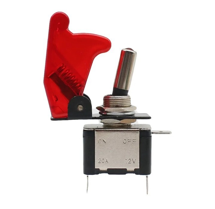 On/Off Toggle Switch RED LED Light w/ Missile Cover Heavy Duty SPST 12V ...