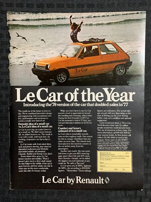 1978 LE CAR BY RENAULT 8.5x11" Print Ad VG+ 4.5 Le Car of the Year | eBay