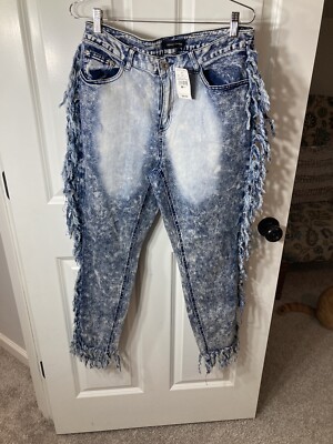NEW Ashley Stewart acid wash fringe jeans size 14 Retail $ 65.50 Y2K | eBay