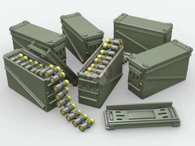 Legend 1/35 PA-120 40mm Grenade Ammo Box 32 Cartridges (12 Cans 4 Belts ...