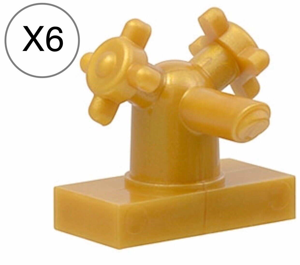 Lego 6 Pearl Gold Sink Faucet Tap 1x2 W/ Dual Small Handles Taps / City ...