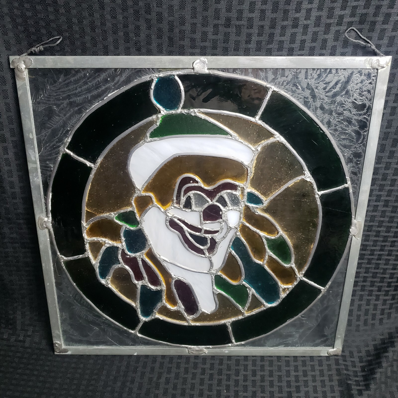 Vintage Clown Stained Glass Panel Hand Made Creepy Folk Art | eBay