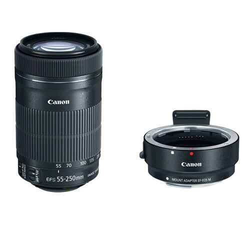 Canon EF-S 55-250mm f/4-5.6 IS STM Lens w/Canon EF-M Adapter For EF/EF ...