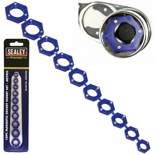 Sealey Premier 10pc Metric Magnetic Socket Insert Set Standard Deep ...