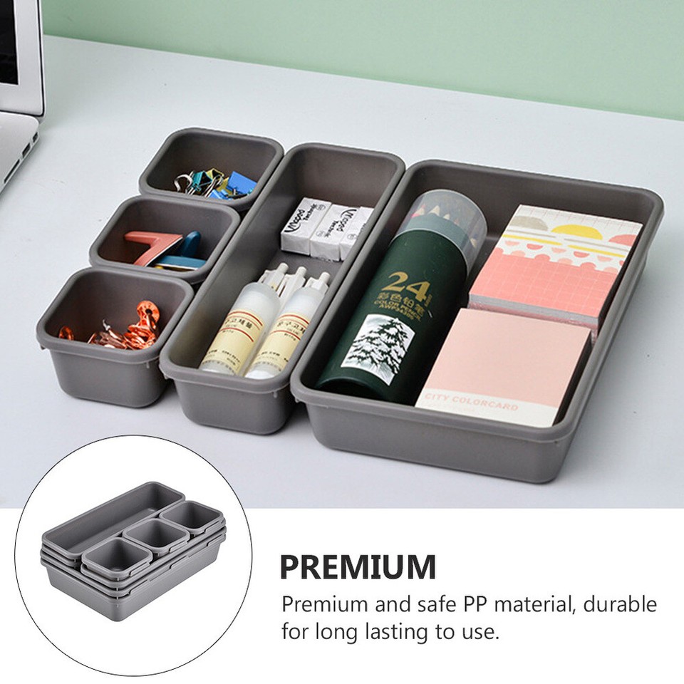 8Pcs Drawer Storage Boxes Household Desktop Organizer Sundries Cases Light Gray | eBay