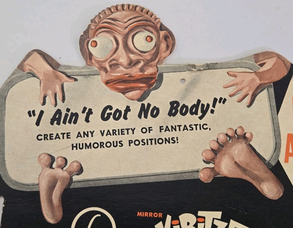 Vintage 1960 Kibitzer Mirror Shapes Ain't Got No Body Cardboard Sign By ...