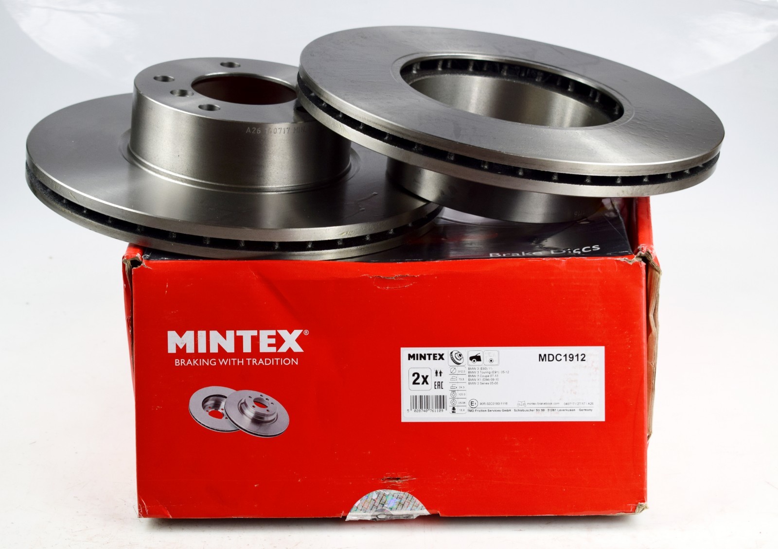 2X MINTEX FRONT DISC BRAKES MDC1912 BMW 3 E90 320 325 323 X1 E84 sDrive ...