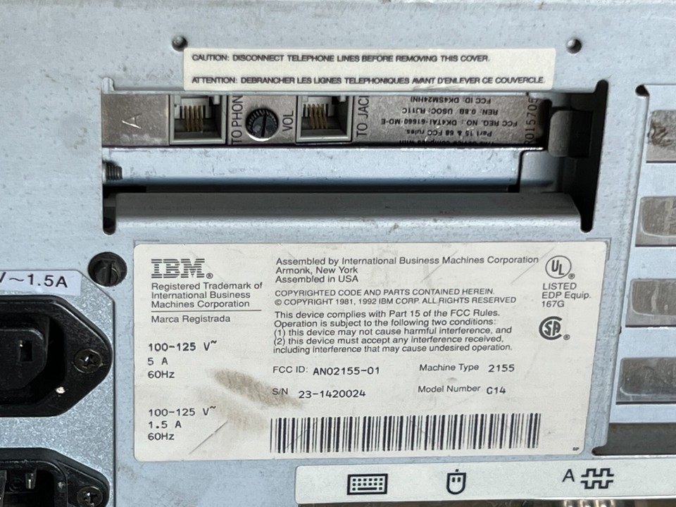 RARE! Vintage IBM Consultant PS/1 2155-C14 Intel 386SX 1920KB Ram - 171 ...