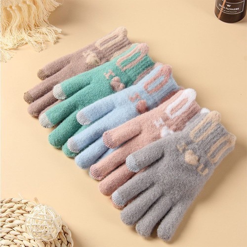 Cycling Cold Proof Winter Gloves All Finger Gloves Knitted Mittens ...