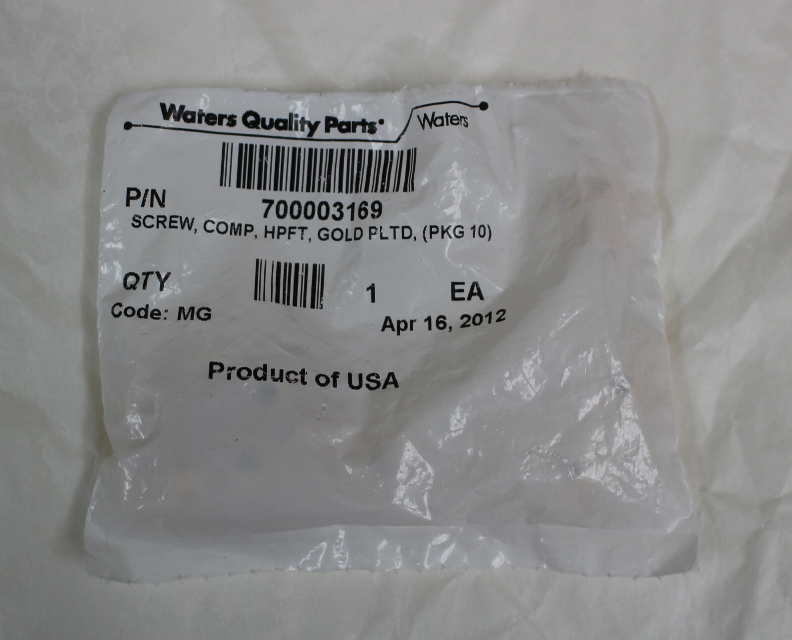 Waters ACQUITY UPLC 700003169 Compression Screw, Reusable, HPFT,Gld ...