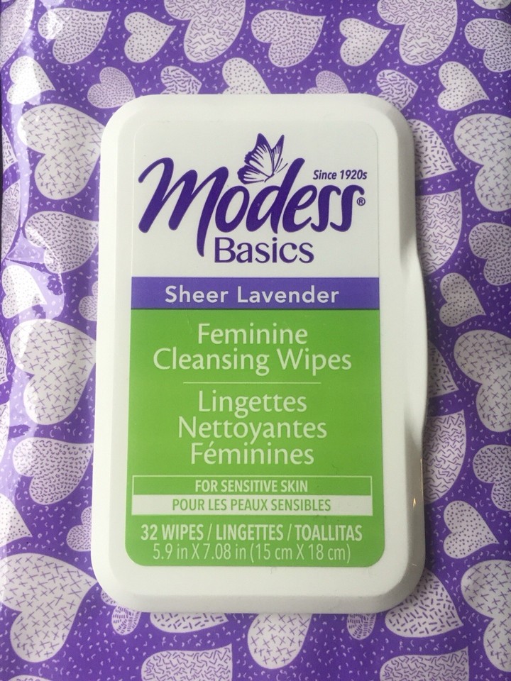 Feminine Cleansing Wipes Sensitive Skin Lavender Scent Bathroom Modess ...