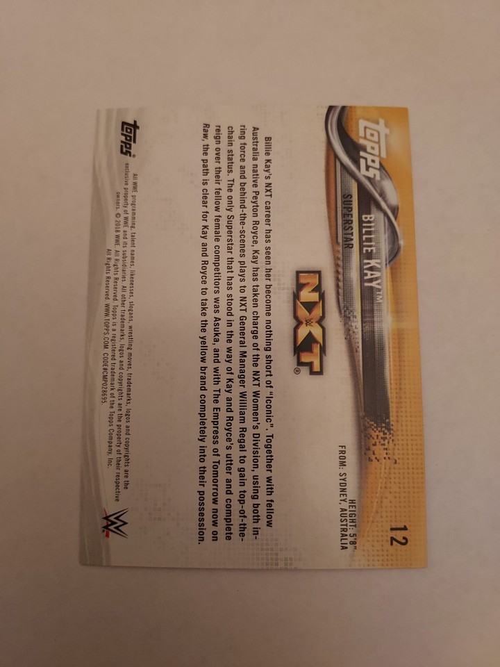 2018 topps WWE Inc Wresting Card Billie Kay #12 | eBay