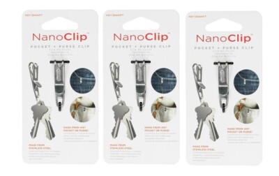 3 ~ KeySmart Nano Clip Stainless Steel Silver Pocket/Purse Clip ...