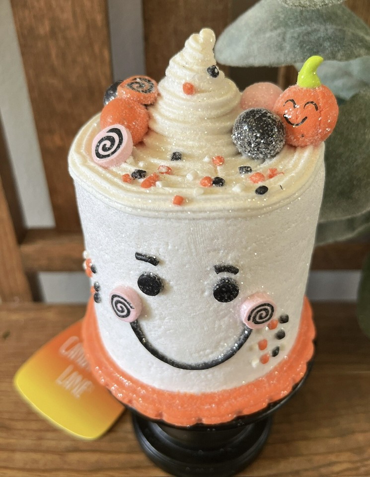 New Candy Corn Lane Mini Ghost Frosted Glitter Candy Cake 6” Halloween ...