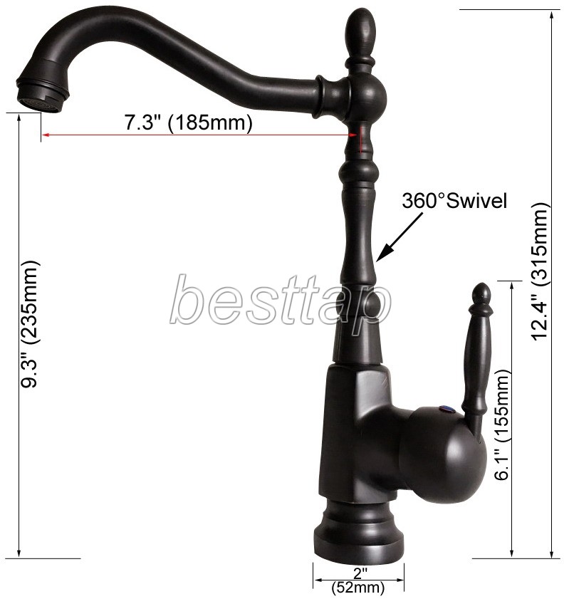 Black Oil Rubbed Brass Bathroom Kitchen Bar Vessel Sink Swivel Faucet ...