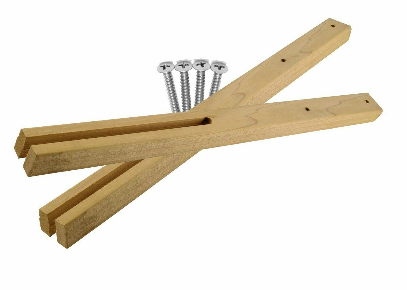 Multi Fit Pair Hardwood Wood Headboard Legs Struts Slotted & Pre ...
