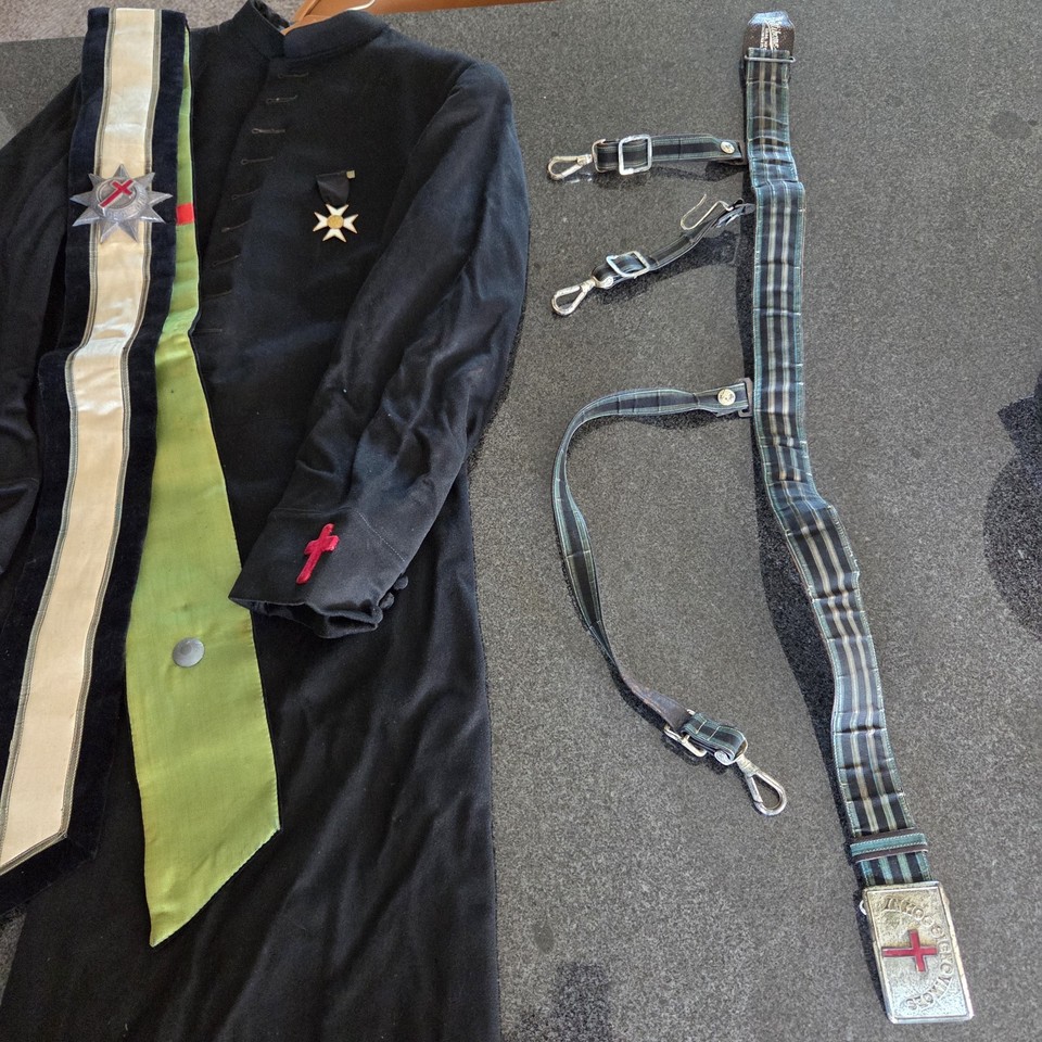 Vtg Knights Templar Masonic Uniform w Provenance Frock Coat Sword Belt ...