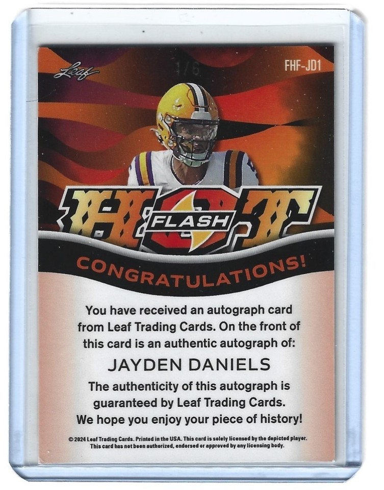 2024 Leaf Eclectic Flash Jayden Daniels Hot Flash Auto FHF-JD1 Purple 1/6 | eBay
