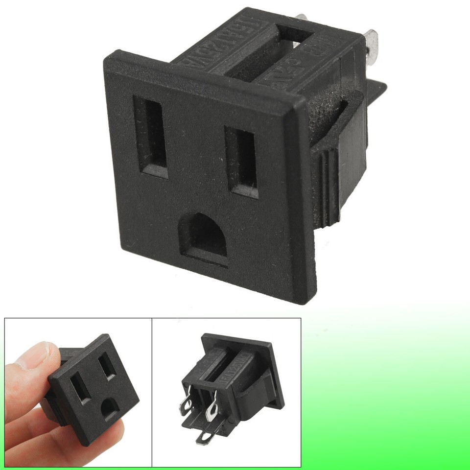 US Plug AC 125V 15A Panel Mount US Outlet Power Socket Black | eBay