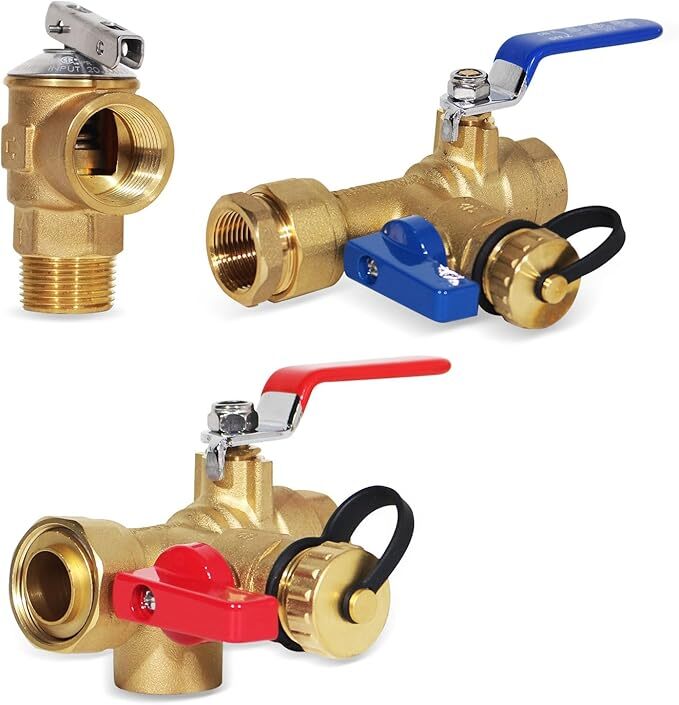3/4 Inch Tankless Water Heater Isolation Valve Kit Pressure Relief CSA ...