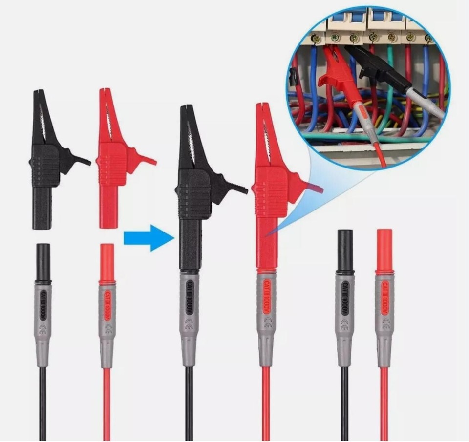 Electronic Multimeter Test Lead Kit Alligator Clips Needle Probe For ...