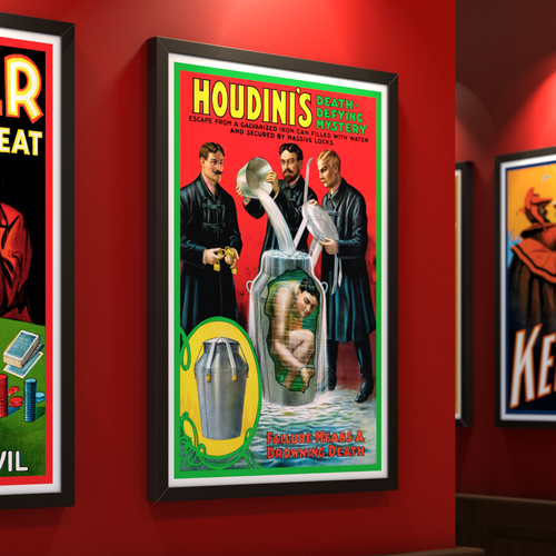 Houdini Death Defying Mystery Magic Poster Printed on Heavyweight Matte ...