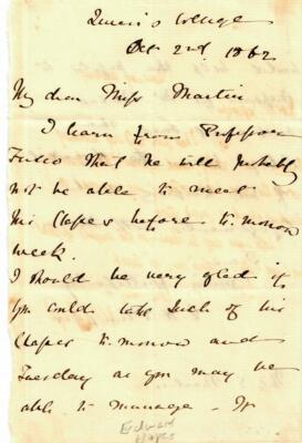 RARE! "English Divine" Edward Plumptre Hand Written Letter Dated 1862 ...