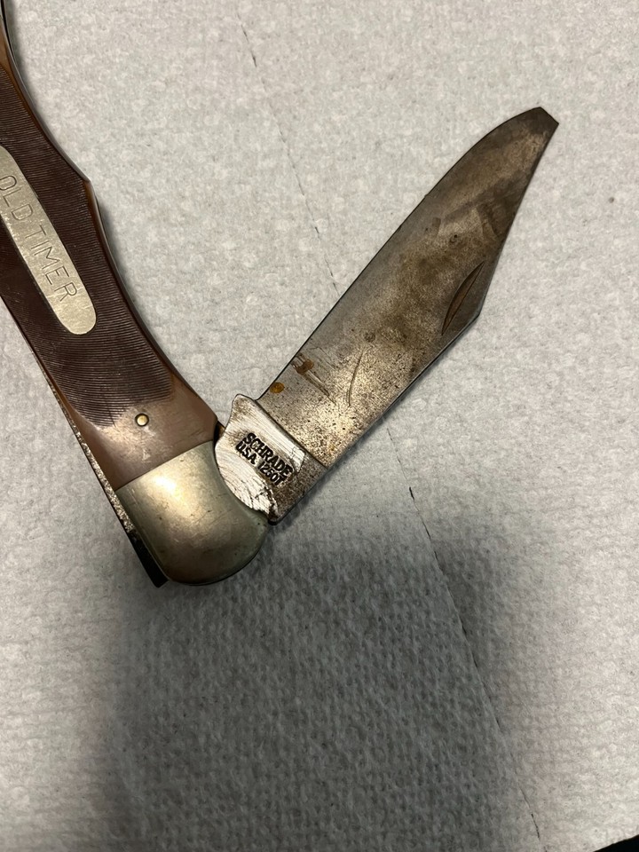 Vintage Schrade Old Timer 1250T Lock Back Pocket Knife Broken Tip | eBay