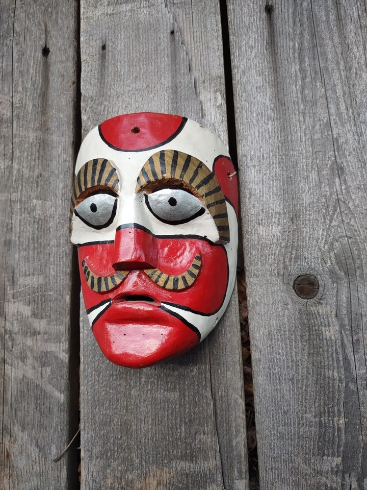 Vintage Mexican Mask Carved & Painted Wood Moor Mask Xico Mexico By ...