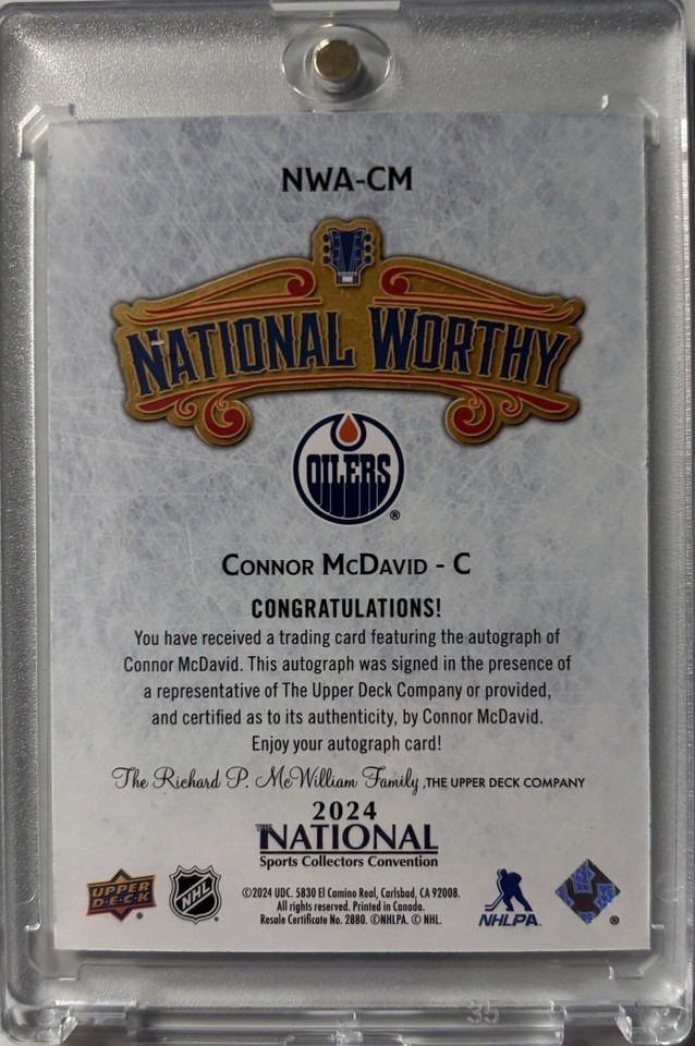 2024 Upper Deck National Worthy Connor Mcdavid Autograph Ssp /30 Auto ...