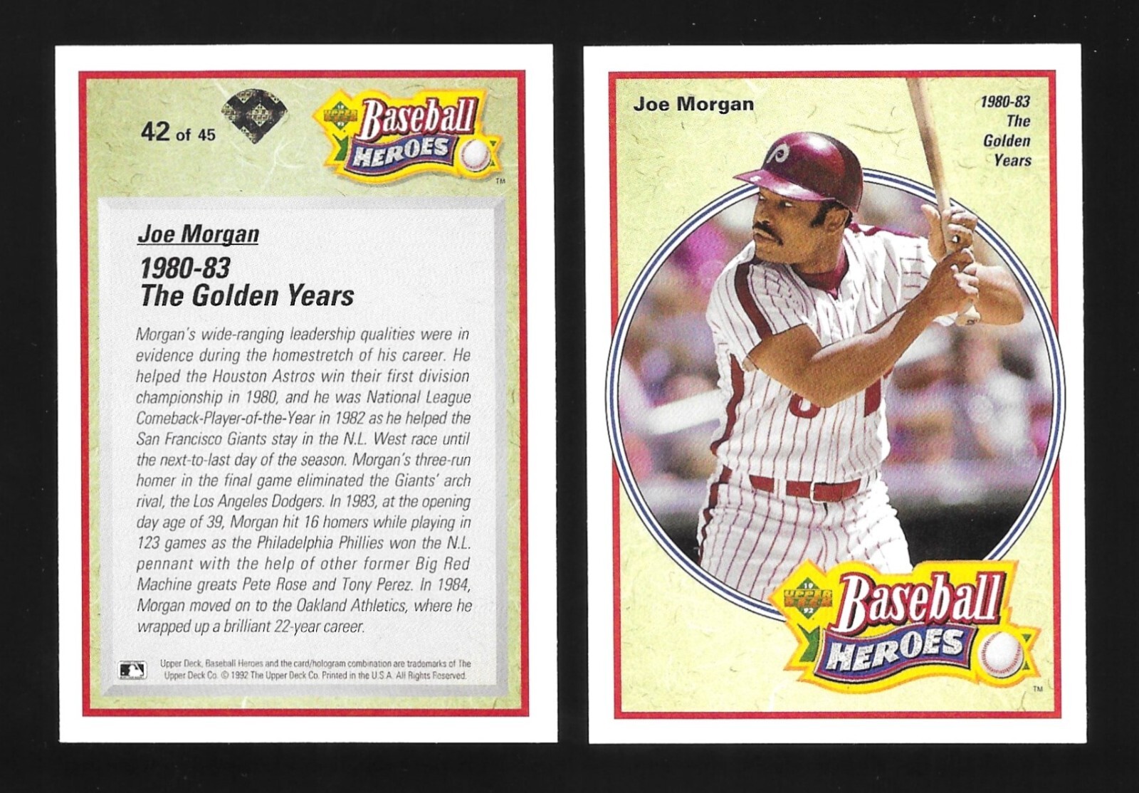 1992 UPPER DECK JOE MORGAN BASEBALL HEROES #42 | eBay