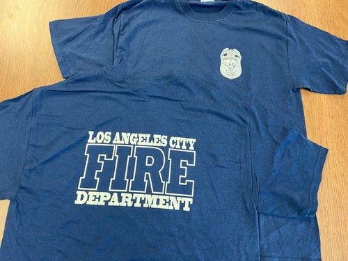LOS ANGELES FIRE DEPARTMENT BADGE T SHIRT L DEADSTOCK NEW NOS LAFD Y2K ...