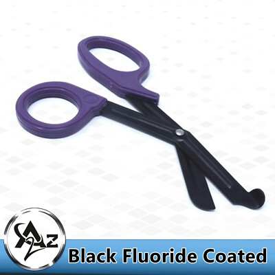 Trauma Shears 7.25" Black Fluoride Coated Blades Paramedic EMT Scissors ...
