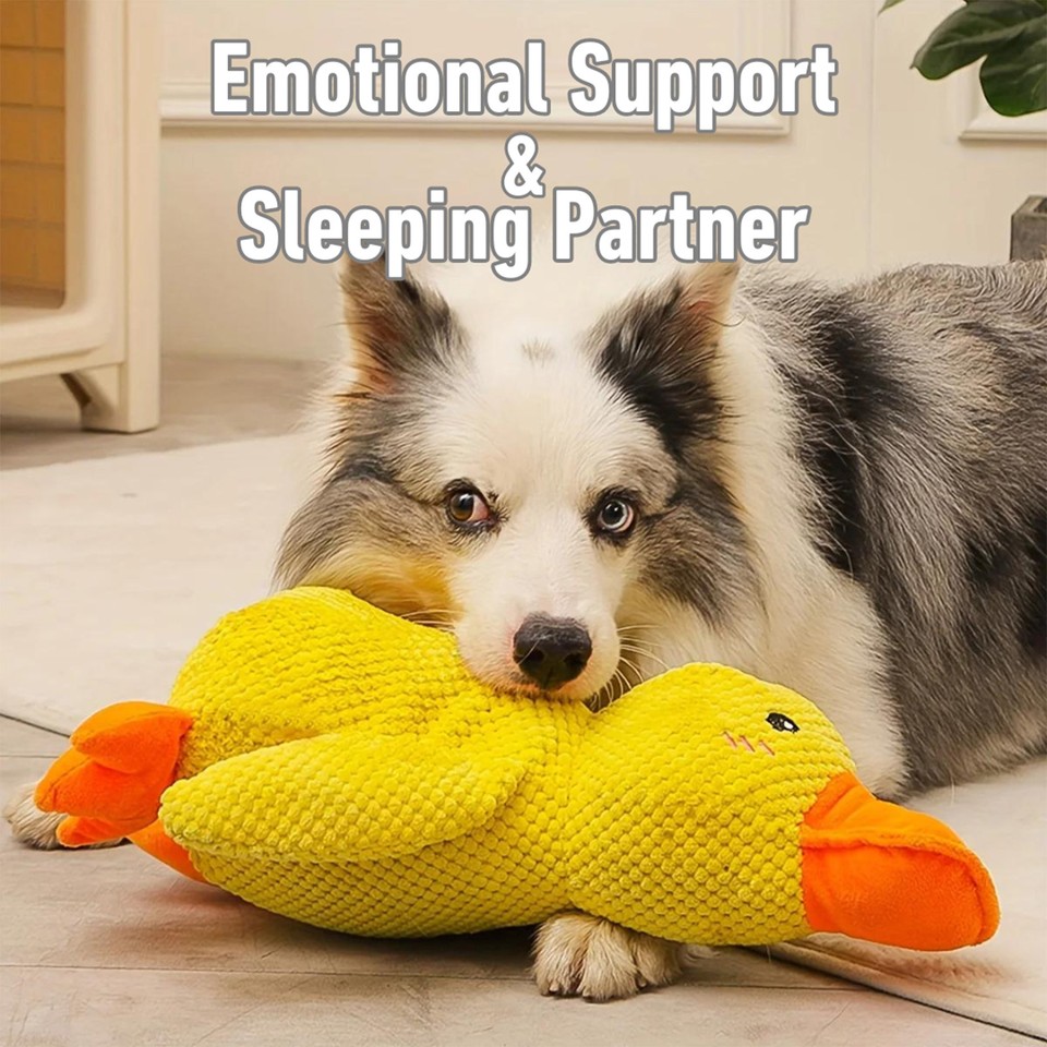 The Mellow-Dog Yellow Mellow-Dog Calming Duck, Squeaky Dog Toy for ...