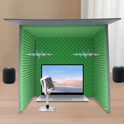 Green Desktop Soundproof Cover Vocal Sound Absorbing Shield Isolation ...