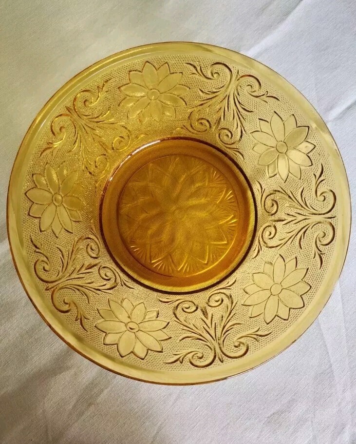 Vintage Amber Indiana Glass Tiara Sandwich Glass 8-1/2" Serving Bowl | eBay