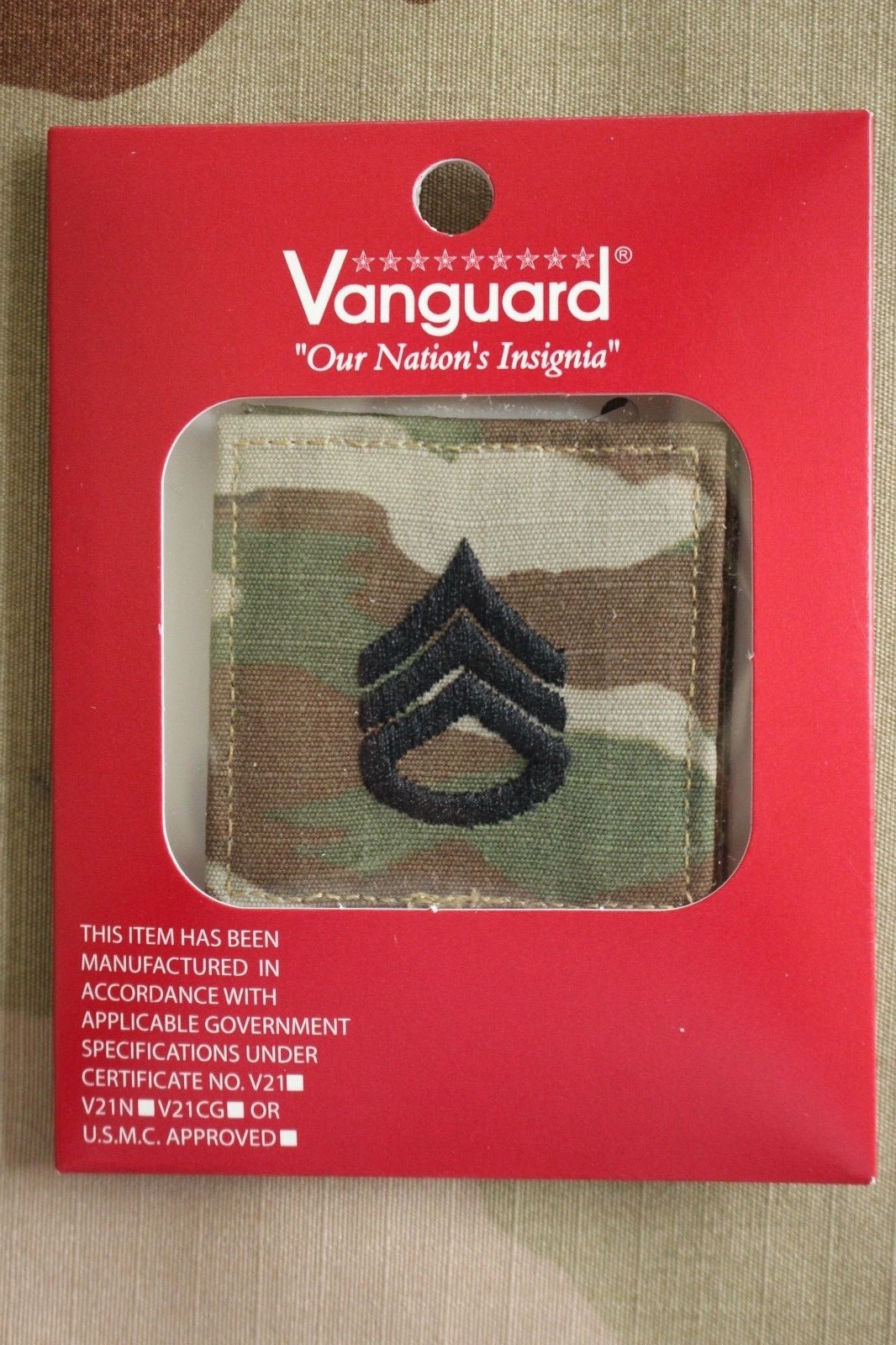 US ARMY GI MULTICAM OCP E-6 SSG HOOK BACK CAMOUFLAGE CAMO UNIFORM RANK ...