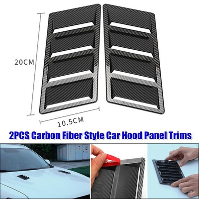 2×Carbon Fiber Color Car Hood Panel Air Flow Vent Scoop Intake Louver ...