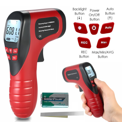 Digital Photo Laser Tachometer Non Contact Speed Gauge Gun RPM Tach ...